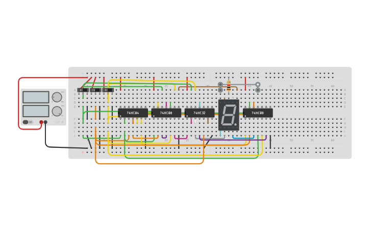 Circuit design Display anodo comum - Tinkercad