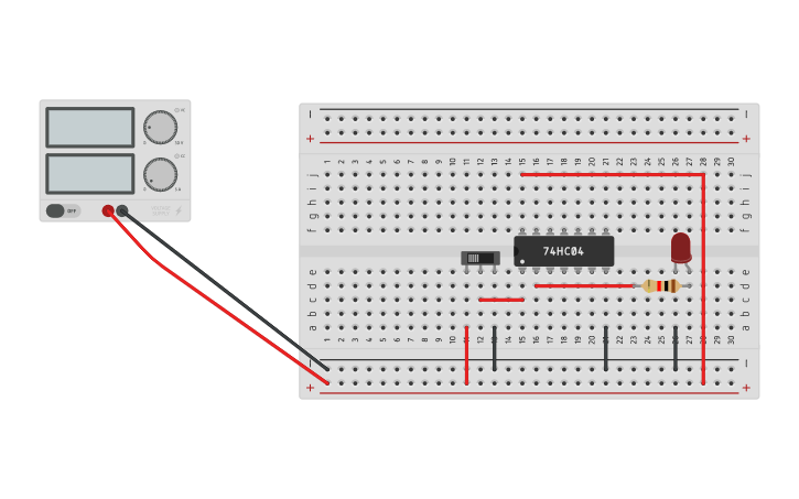 Circuit design NOT IC | Tinkercad