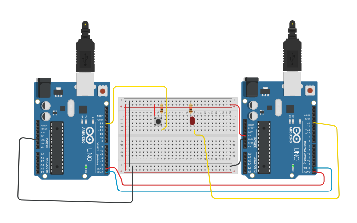 Circuit Design Comunicação Entre Arduinos Tinkercad