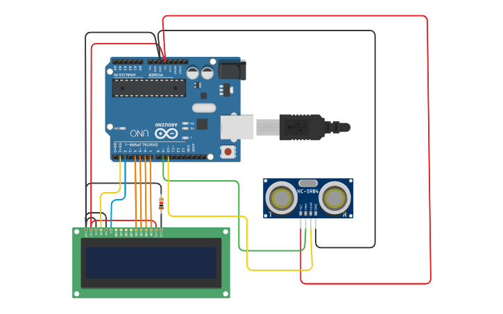 Circuit Design Distance Sensor Tinkercad