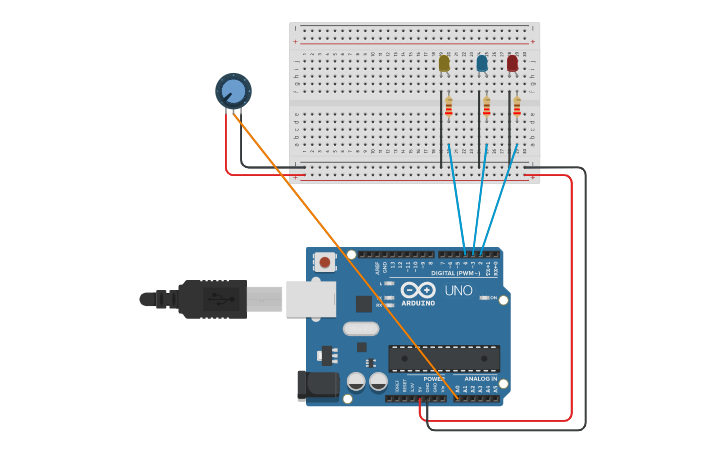 Circuit design potenciometro - Tinkercad