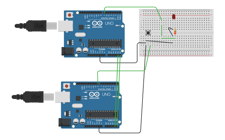 Circuit design master receiver - I2C_ledBottone | Tinkercad