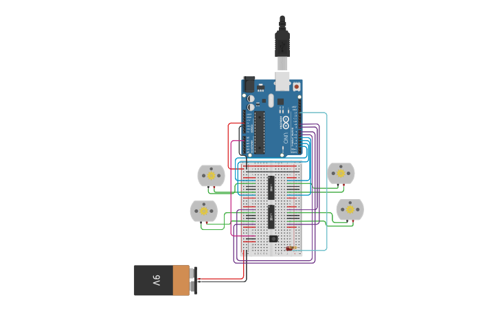 Circuit Design Robot Anti Kecoak Tinkercad