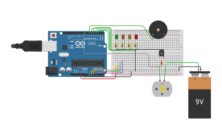 Circuit Design Water Level Indicator Using Arduino Tinkercad