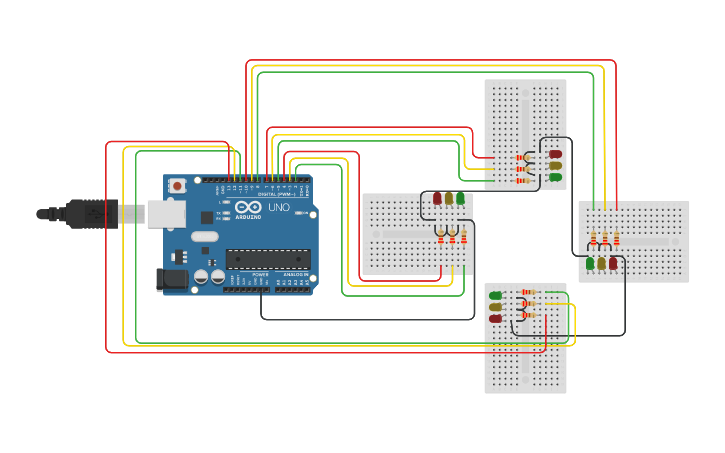 Circuit Design ออกแบบ ไฟจราจร 4 Stage Tinkercad