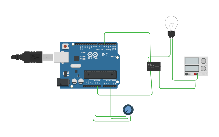 Circuit design Controlling relay with arduino and potentiometer | Tinkercad Circuit design Controlling relay with arduino and potentiometer | Tinkercad