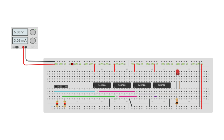 Circuit design NOR GATE USING NAND GATE | Tinkercad