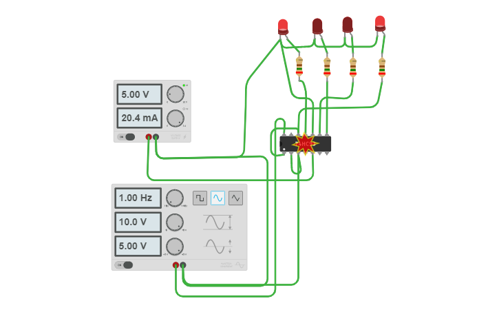 Circuit Design 4 Bit Binary Counter Tinkercad