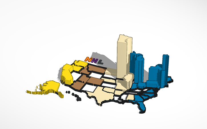 3D design NHL Map - Tinkercad