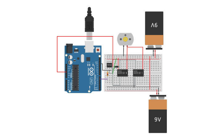 Circuit design DC Motor (With Relays) - Tinkercad