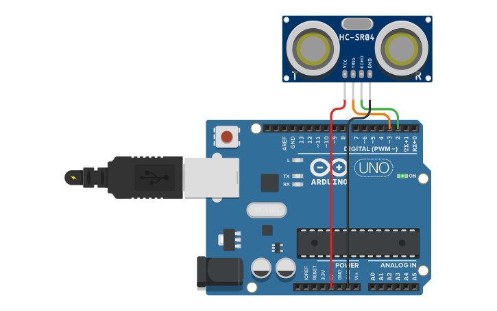 Circuit design Sensor Jarak | Tinkercad Circuit design Sensor Jarak | Tinkercad
