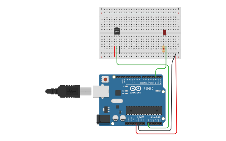 Circuit design temperature sensor - Tinkercad