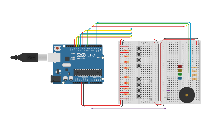 Circuit design Two player Genius Game | Tinkercad