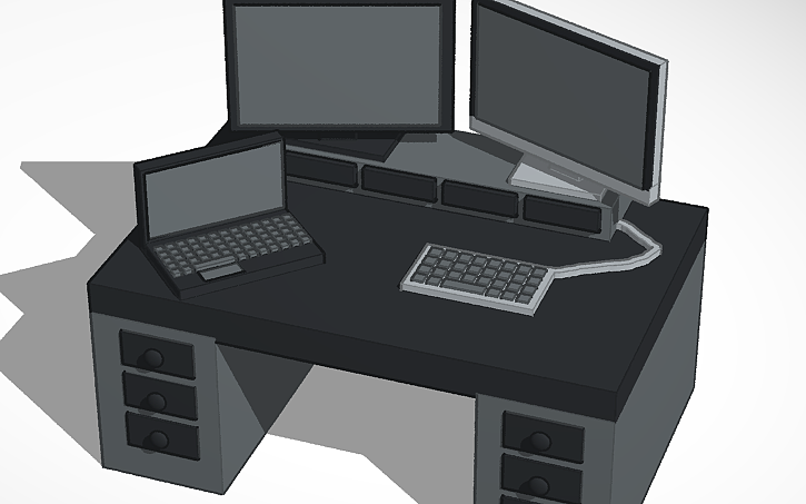 3D design computer desk | Tinkercad