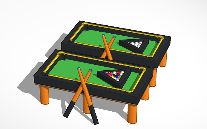 3D design pool table (colored and not colored) - Tinkercad