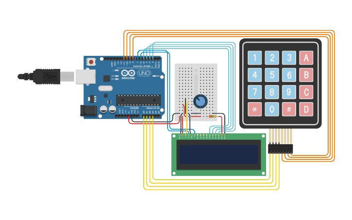Circuit design KeyPad with LCD - Tinkercad