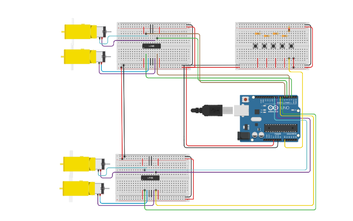 Circuit design L298n sürücülü 4 MOTOR KONTROL - Tinkercad