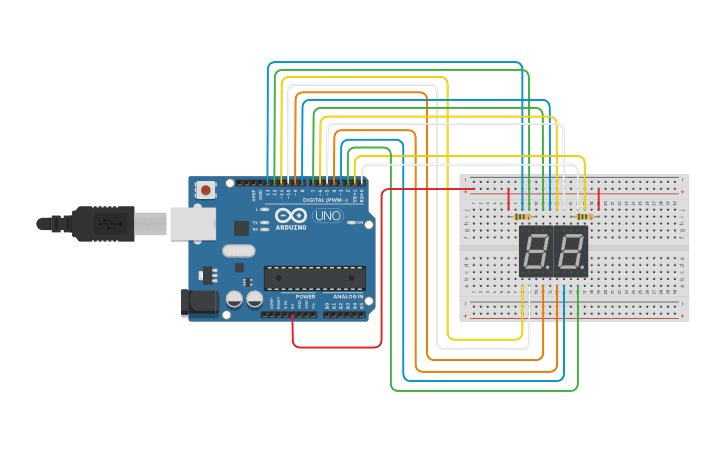 Circuit design Projeto Contador | Tinkercad