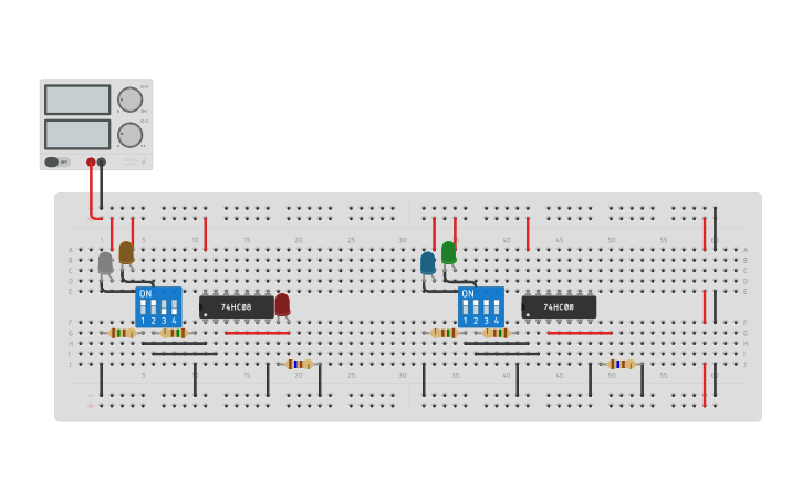 Circuit design Compuertas Lógicas AND y NAND | Tinkercad