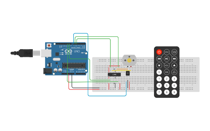 Circuit design DC Motor with IR - Tinkercad