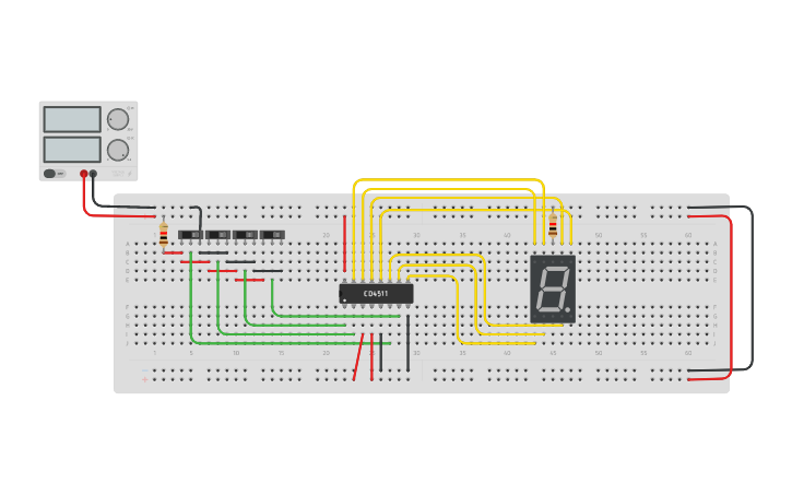 Circuit design BCD to Seven Segment Decoder - Tinkercad