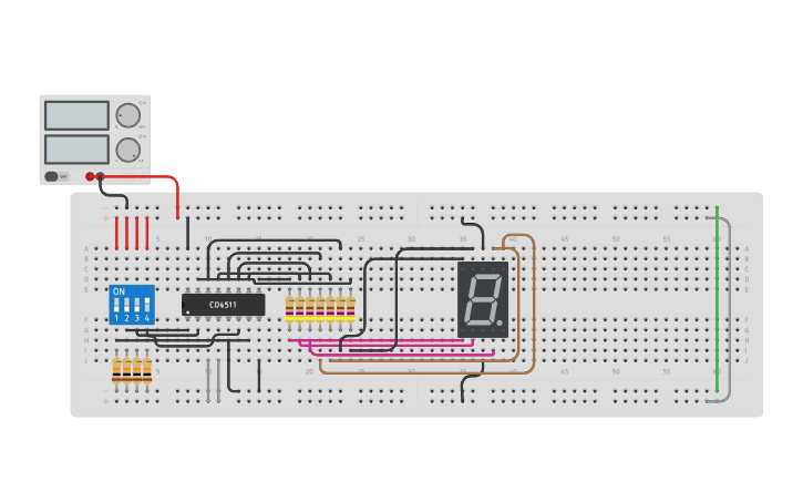 Circuit design Circuito de anodo comun - Tinkercad