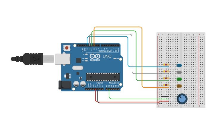 Circuit design led potensio | Tinkercad