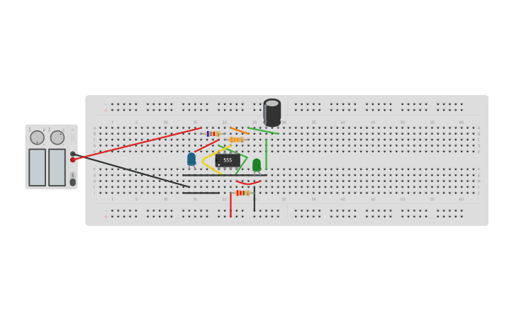 Circuit design circuito integrado 555 | Tinkercad