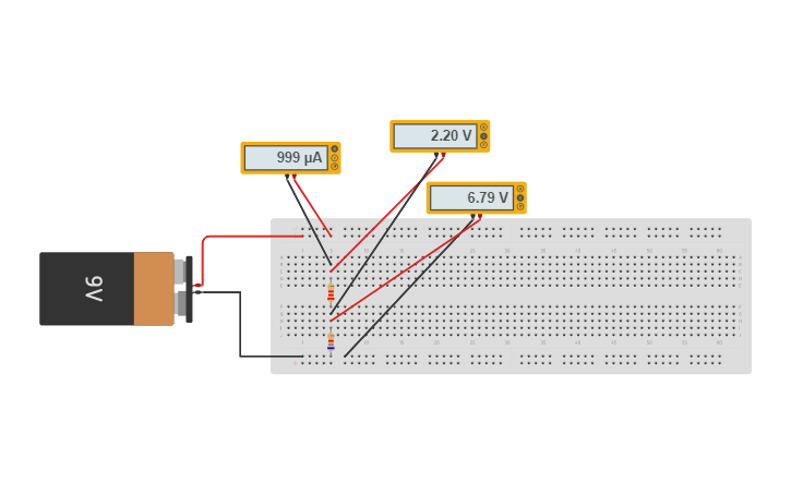 Circuit design Circuitos Ejercicio Nº 2; Tensión o diferencia de potencial - Tinkercad