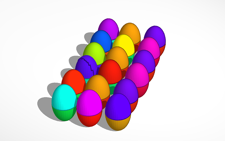 3D design #TinkerEaster 18 easter eggs half and half - Tinkercad