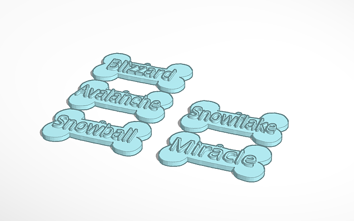 3D design Dog Bone Dogtags - Tinkercad
