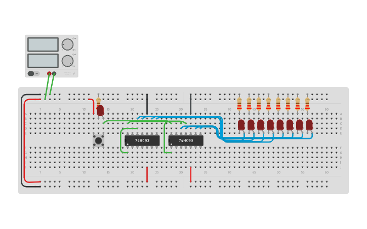 Circuit design 8-Bit Program Counter | Tinkercad