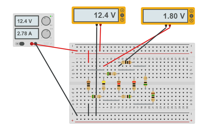 Circuit design Medir el Voltaje y Resistencia de Circuitos con Multímetro - Tinkercad