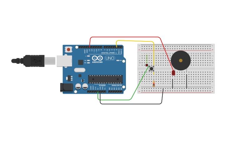 Circuit design Door Bell Using push button - Tinkercad