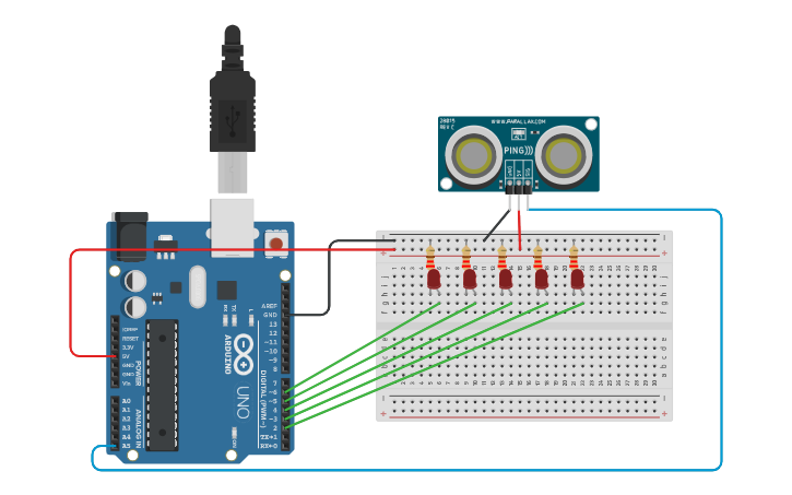 Circuit design distance sensor | Tinkercad