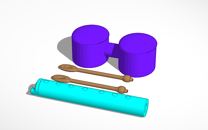 3D design flute and drums - Tinkercad
