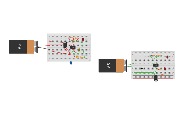 Circuit design blinking lights - Tinkercad