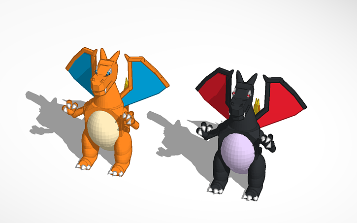 3D design Shiny and Normal Charizard - Tinkercad