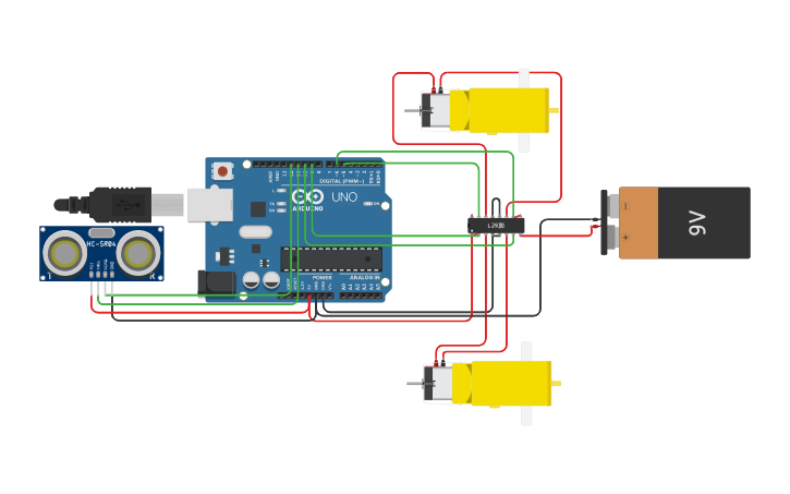 Circuit Design Obstacle Avoider Tinkercad