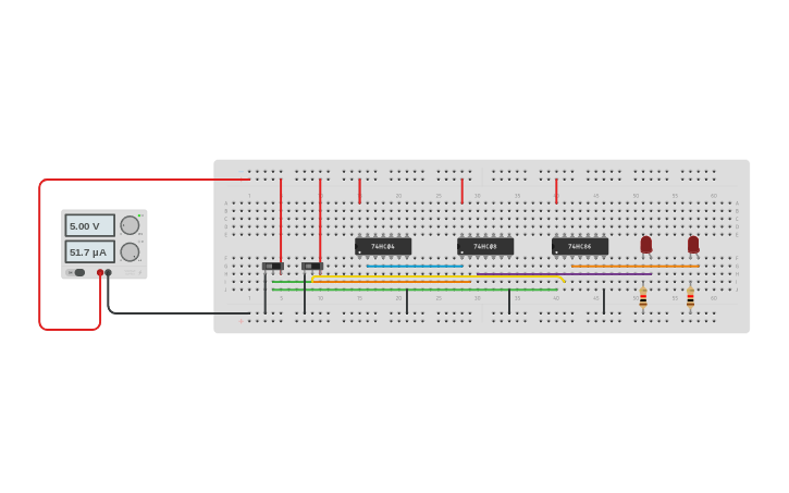 Circuit design HALF SUBTRACTOR USING BASIC GATES | Tinkercad