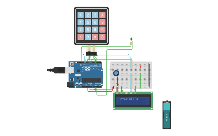 Circuit design RFID Attendance Register - Tinkercad