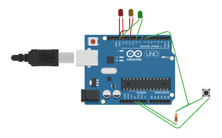 Circuit design Copy of Blinking LEDs | Tinkercad