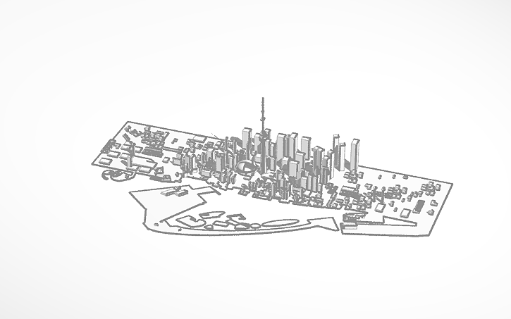 3D design Toronto Skyline Model (printable & downscaled) | Tinkercad