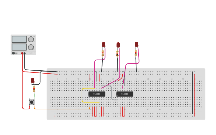 Circuit Design 3 Bit Asynchronus Counter Tinkercad