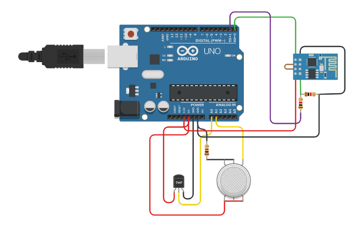 Circuit Design Gas And Temperature Monitoring Tinkercad