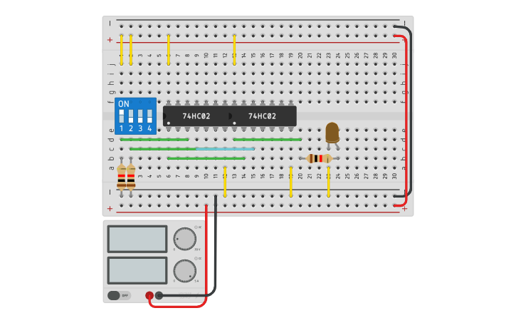 Circuit design AND Gate using NOR Gate - Tinkercad
