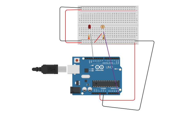 Circuit design utilizando el ldr - Tinkercad
