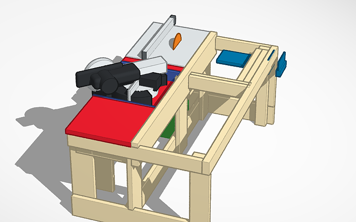 3D design Woodworking Workbench 2000x1220x880mm - Tinkercad