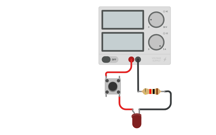Circuit design Pressed-LED Lights UP | Tinkercad