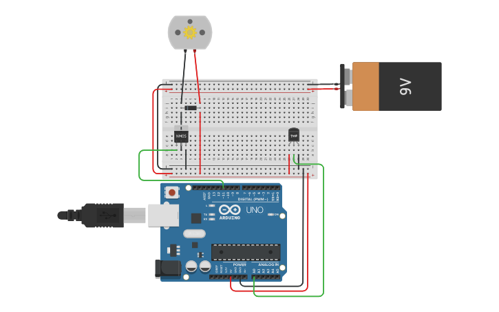 Circuit design Automated Window Opener - Tinkercad